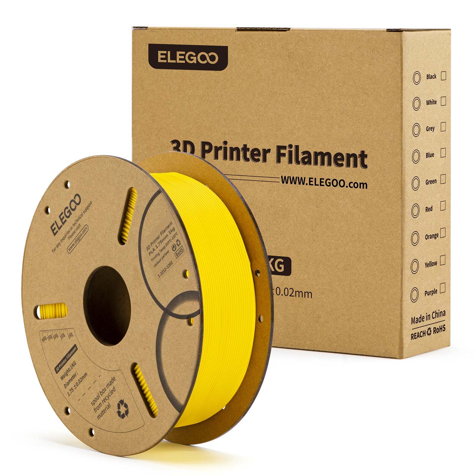 ELEGOO PLA 3D Printer Filament For FDM 3D Printer Material 1KG Spool (2 ...