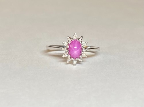 Vintage NOS 1970 Silver Linde Ruby Star Sapphire and Genuine Diamond ...
