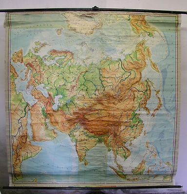 School Wall Map Asian Asia Vintage 1960+ Europa Europe 207x209cm | eBay