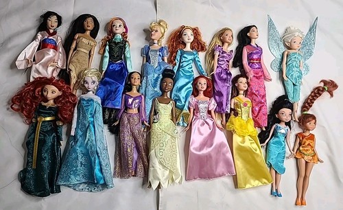 Lot Of 16 Barbie Disney Princesses Toy Dolls Frozen Tangled Mulan Brave ...