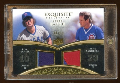 2010 EXQUISITE RYNE SANDBERG / RON SANTO GOLD DUAL PATCH LOGO /35 HOF ...