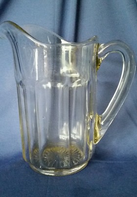 Flint Pittsburgh Glass Water Pitcher EAPG Panel Fluted Applied Handle ...