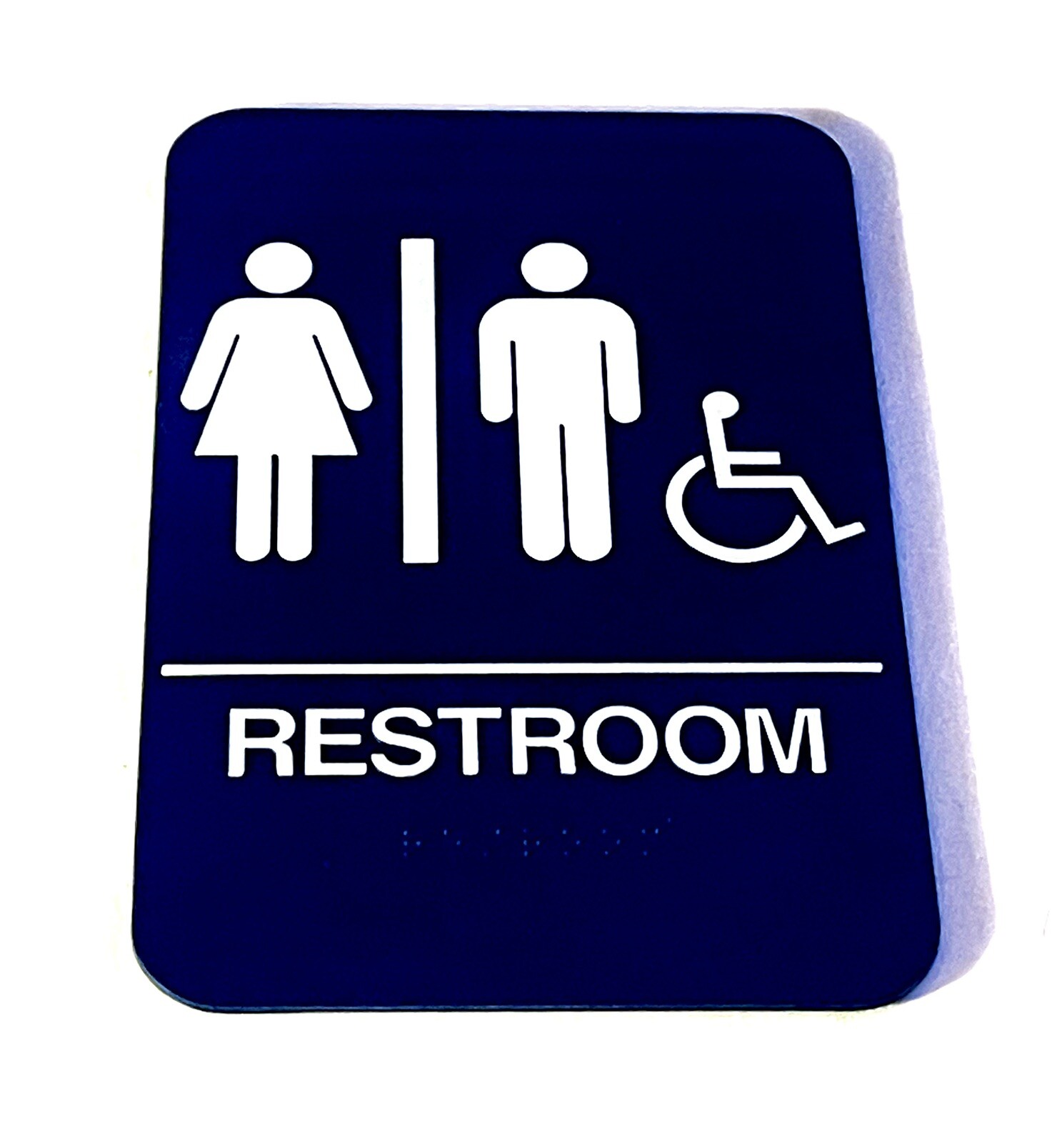 Restroom Sign Blue Handicap Unisex ADA with Braille 6 in X 9 in Pack of ...