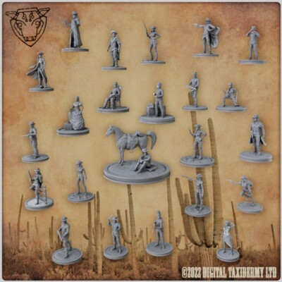 Wild West miniatures 28mm tabletop gaming RPG cowboy cowgirl sheriff ...