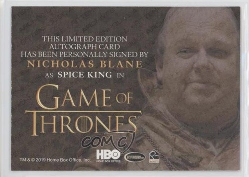 2020 Game of Thrones Season 8 Gold Nicholas Blane as Spice King Auto 5f7 | eBay