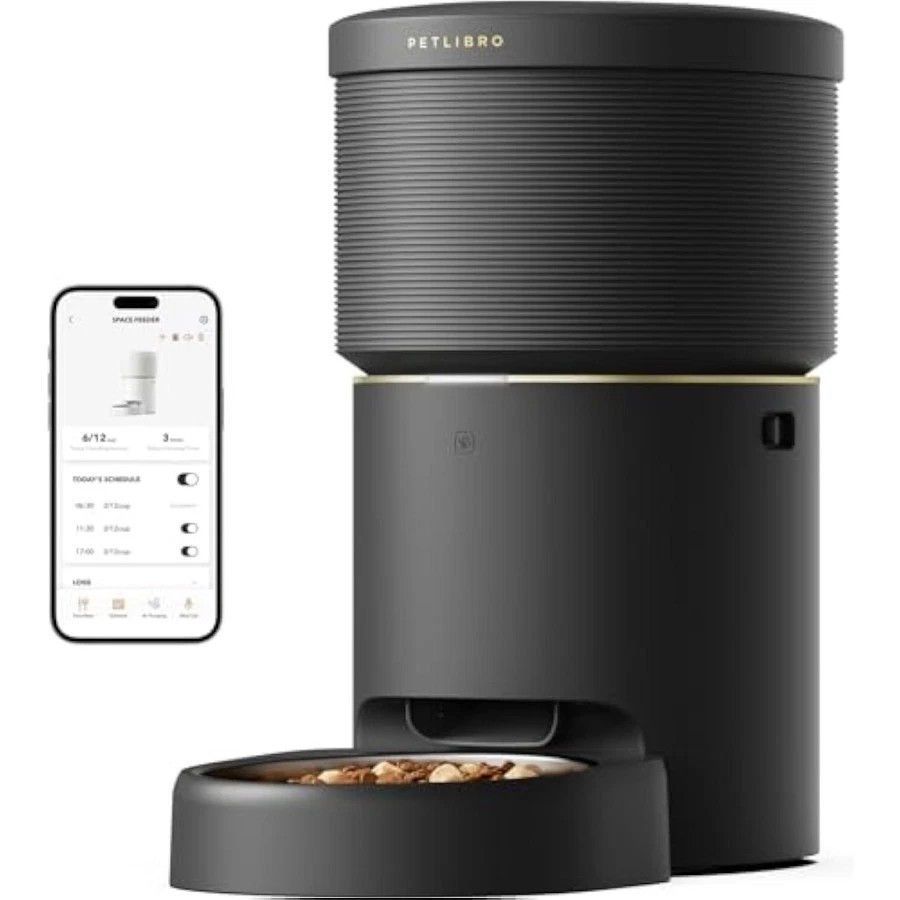 Automatic dog feeder, 5g wi-fi 8l large dog food dispenser with vacuum ...