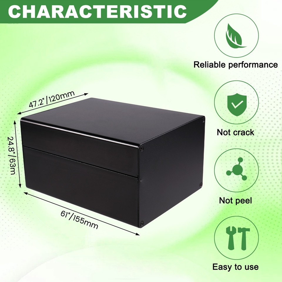 Aluminum Enclosure 120x 63x 155mm Split Box PCB Black Instrument Box ...