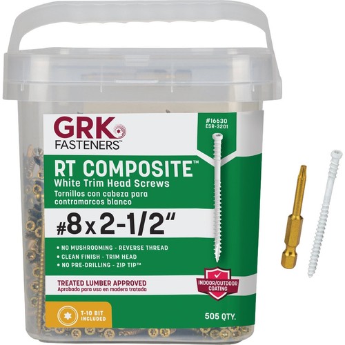 GRK #8 x 2-1/2 In. Star Drive White RT Composite Decking Screws (505 Ct ...