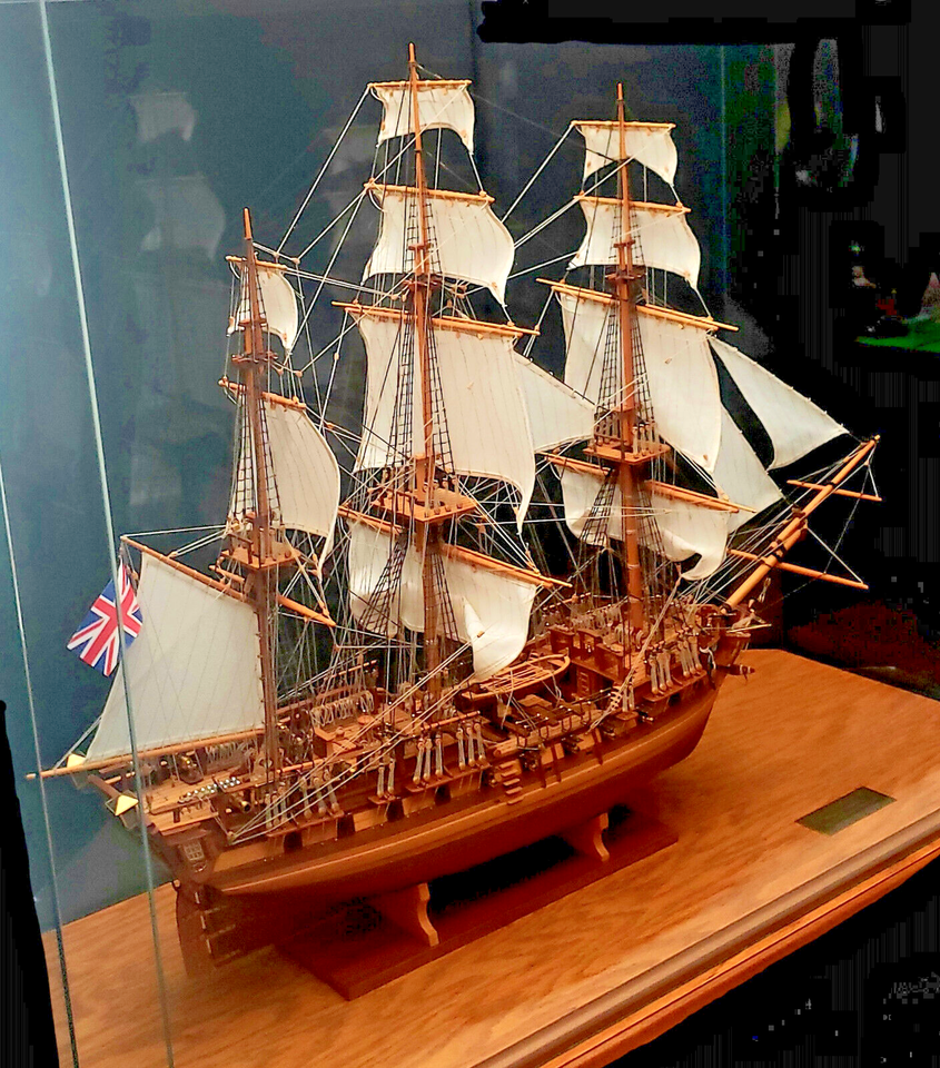HMS PANDORA Vintage Custom-Made Wooden Ship Model in Glass Case ...
