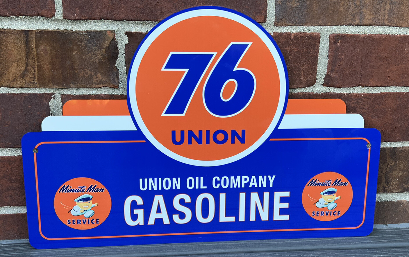 Vintage Style Large Union 76 Gasoline Die-cut 18 Inches Aluminum Garage ...