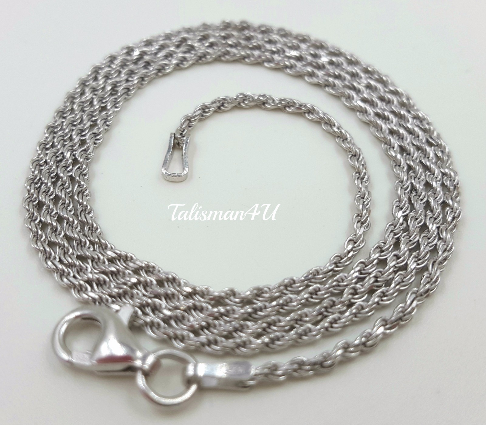 Genuine 925 Sterling Silver Rope Chain Necklace 1.5 mm Italy 18" 20" 22 ...