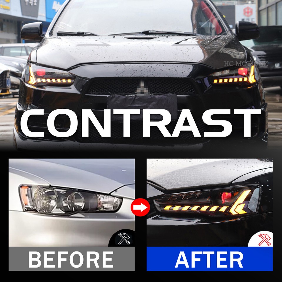 RGB Dazzle LED Headlights For Mitsubishi Lancer ex evo 2008-2017 Tail ...