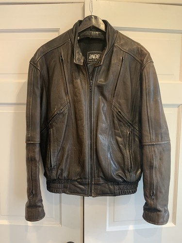 Vintage First Mfg Men's RAIDER Motorcycle Moto Brown Leather Jacket 42 ...