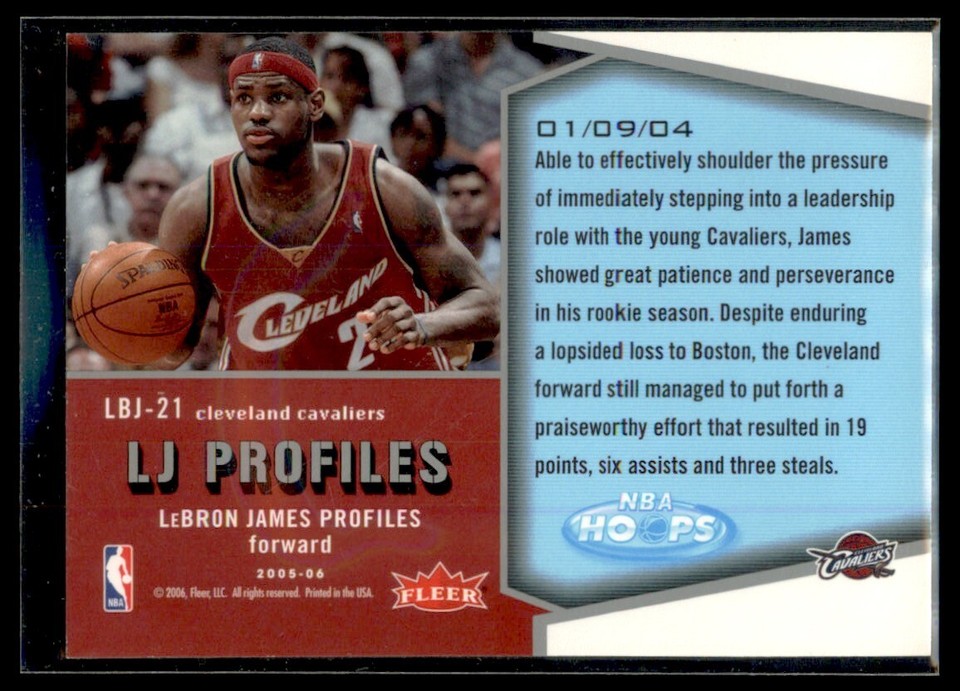 LeBron James 2005-06 Fleer NBA Hoops LJ Profiles A #LBJ-21 Cleveland ...
