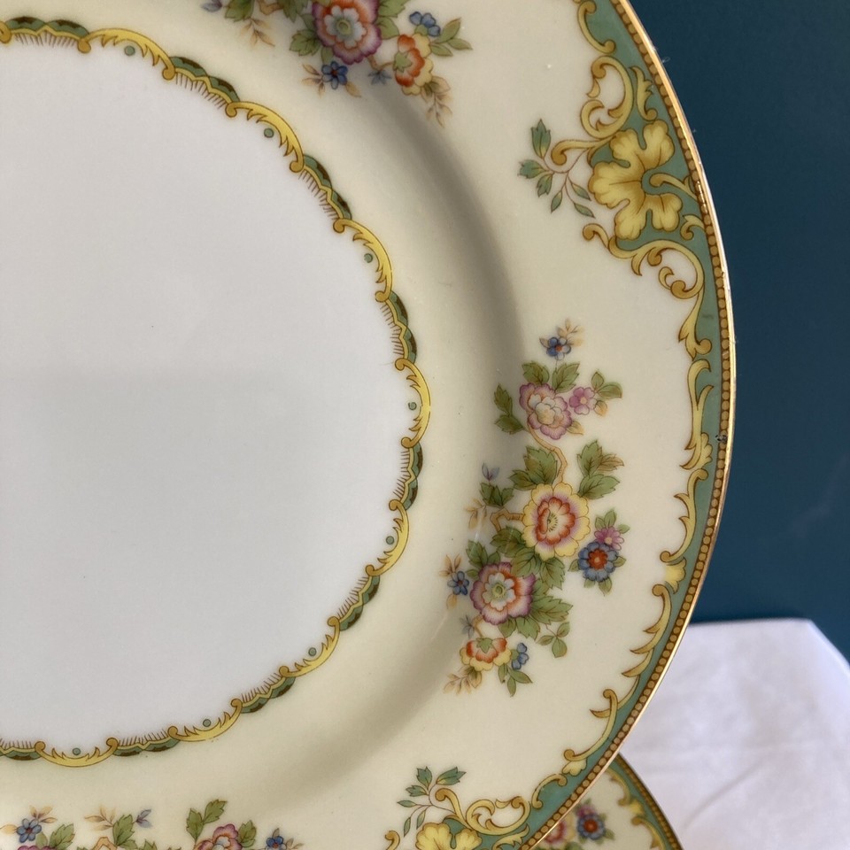 10" Dinner Plate Paris Green Border Meito Flowers - Mint Condition | eBay