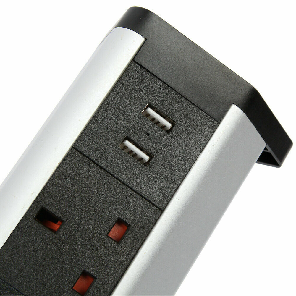 Desk Power Socket 3 UK Plug 2 USB Desktop Clamp Socket for Home Office ...
