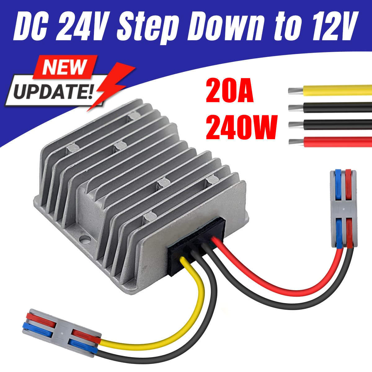 24V to 12V 20A 240W DC Voltage Stabilizer Car Power Supply Regulator ...
