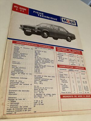 Automobile Technical Sheet Mobil Opel Rekord II 17S Greasing ...