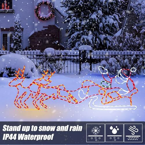 315 LED Santa Sleigh and Reindeer Lights, Christmas Reindeer Sleigh ...