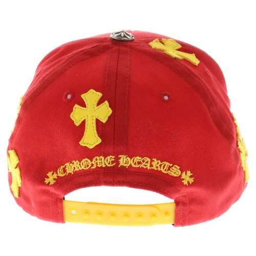 CHROME HEARTS Hat 5 Panel Cap BSBL CHERRY RED YEL Sematary Cross Patch ...