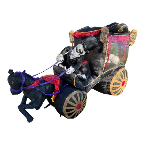 Gemmy Halloween Inflatable Horse Carriage Skeleton Driver Airblown ...