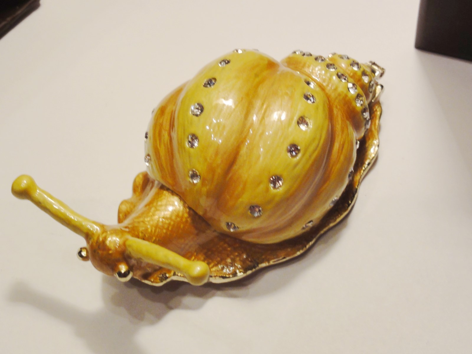 Stal Base Metal Golden Snail Trinket Box With Enamel And Crystals NIB ...