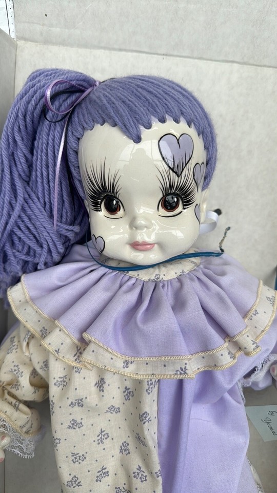Vintage Yvonne Marie Dolls Purple and Cream Clown Jester Doll with Box ...