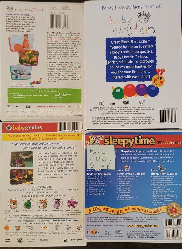 baby einstein & baby genius DVD/CD Collection Lot | eBay