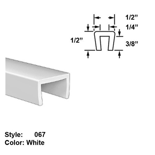 Food-Grade UHMW Plastic U-Channel Push-On Trim, Ht. 1/2" x Wd. 1/2" - 5 ...