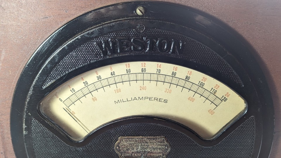 Large Weston Electrical Instrument Amperes Meter Model 57 Western ...