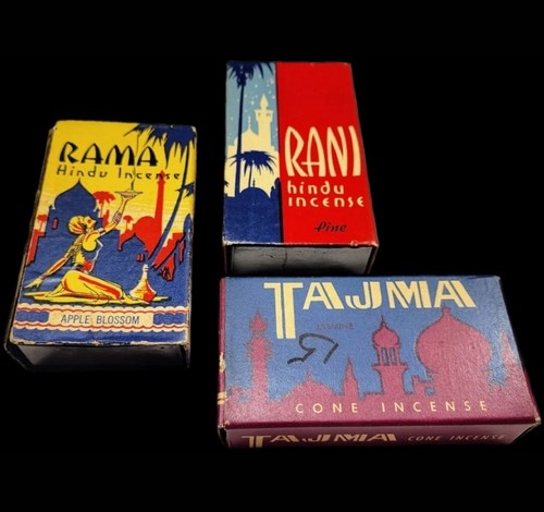 Vintage INDIA INCENSE Hindu RANI Pine RAMA Apple Blossom Tajma JASMINE ...