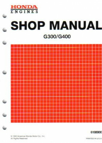 Honda G300 And G400 Engine Shop Manual : 6188900 | eBay