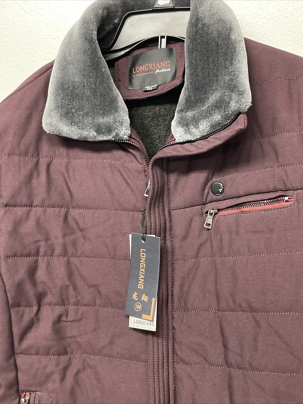 Men's Warm Lined Jacket Outerwear Warm Winter Jacket XXL Burgundy Poly ...