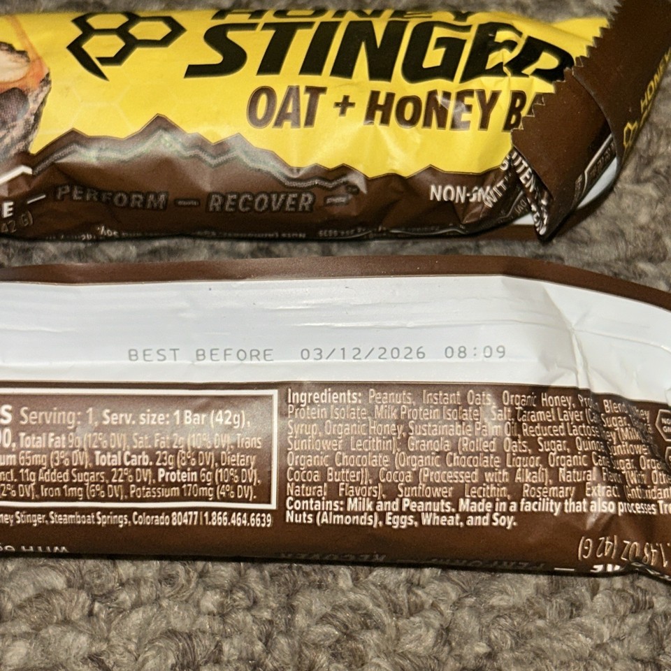 Honey Stinger Oat and Honey Bars Choc Chocolate Chip Box 6 Boxes Of 12 ...
