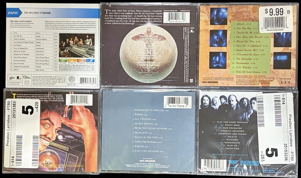 Kansas 9 CD Lot-Best Of,Audio Visions,Point Of Know Return,Leftoverture ...