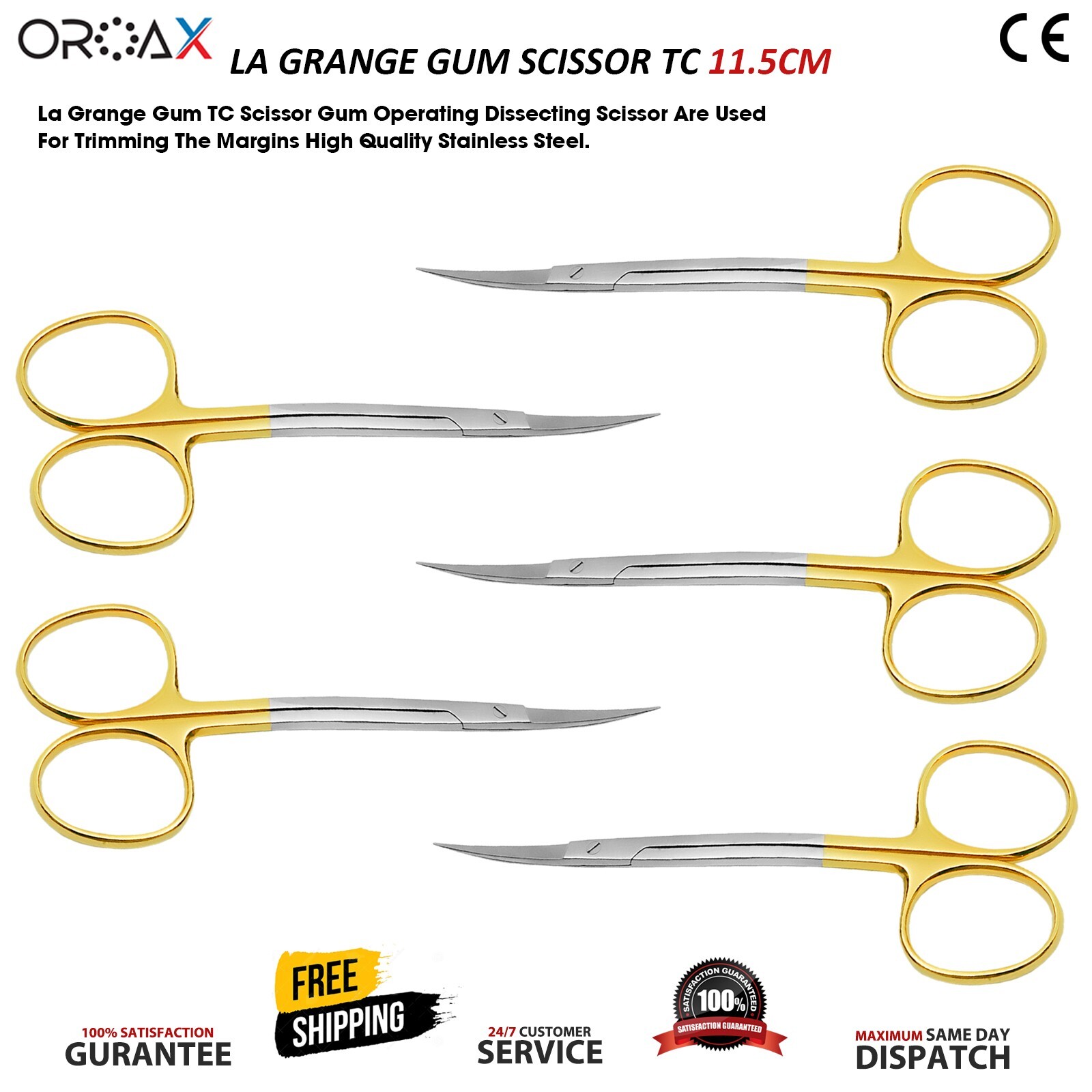 5pcs Surgical La Grange Scissor 11.5cm Tissue Trimming Suture ...