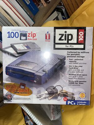 Iomega Zip 100 External Drive 100MB Parallel Port for PC+Cartridge ...