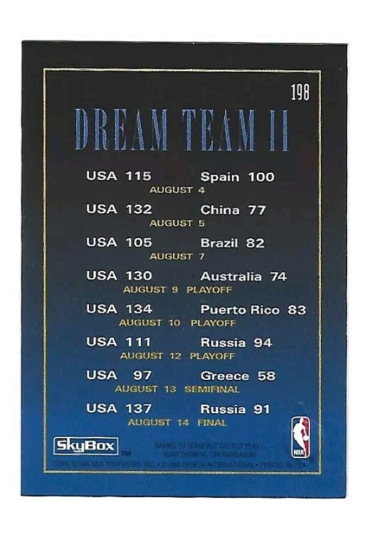 1994 Skybox USA Dream Team II #198 USA 🇺🇸 Basketball Team | eBay