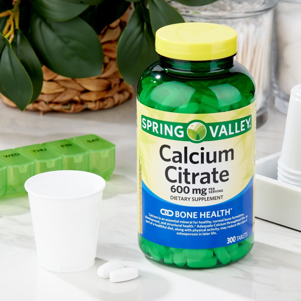 Spring Valley Calcium Citrate Tablets Dietary Supplement 600 Mg 300 ...