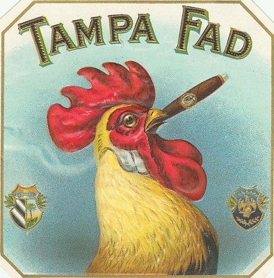 CIGAR SMOKING ROOSTER ANTIQUE CIGAR BOX LABEL T SHIRT SMALL THRU ...