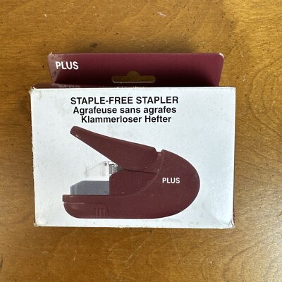 Plus Paper Clinch Compact Staple Free Staple Burgundy Wine | eBay