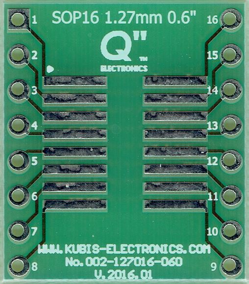 SO16,SOP16,SOIC16,SOL16,SOM16,PG-DSO-16,DMP16 mit 1.27mm auf DIP 0.6 ...