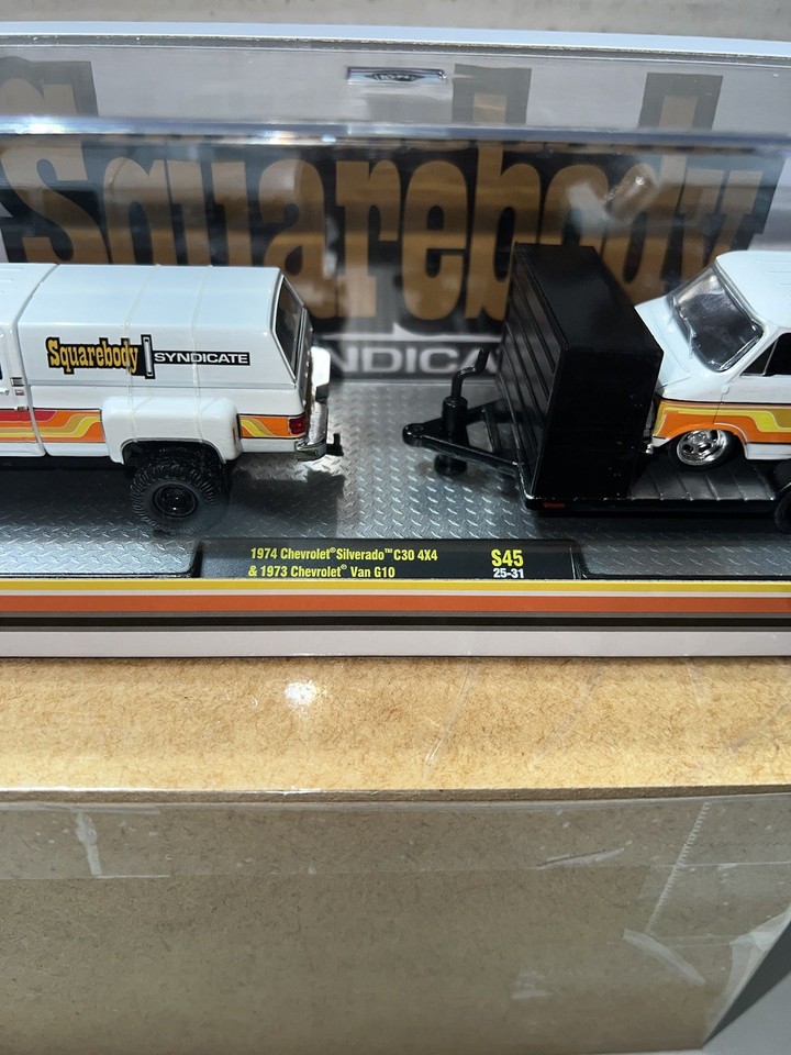 M2 Machines Squarebody Syndicate 1974 Chevy Silverado C30 1973 Van G10 ...