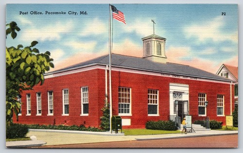 Pocomoke City Maryland~US Post Office~Flag~Mailbox~Weather Vane~Vintage ...
