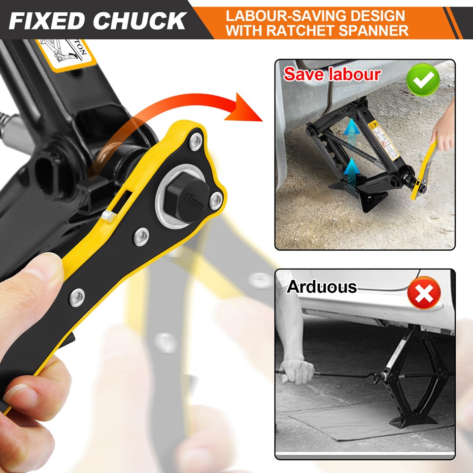 2 TON Scissor Jack Handle Crank Tool Car Van Garage W/Tire Wheel Lug ...