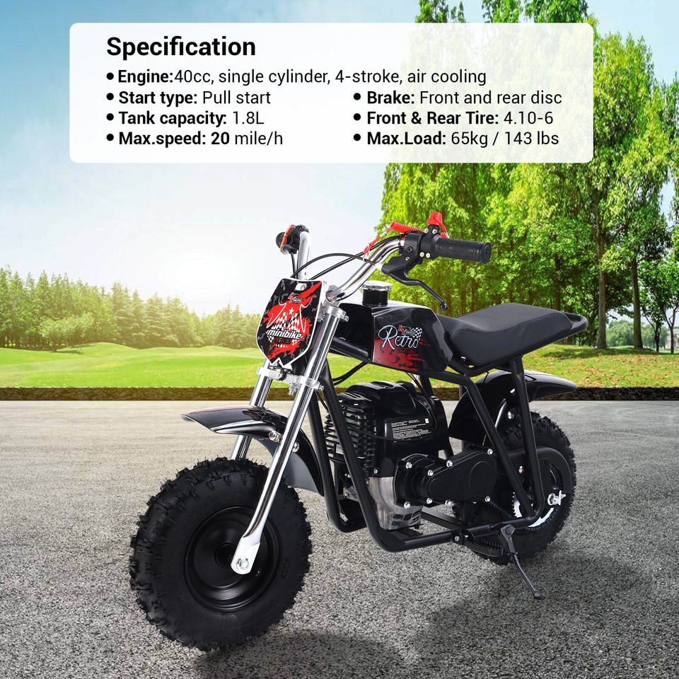 Mini Dirt Bike 40CC Gas Powered Off Road 4-Stroke 40cc Pocket Bike ...