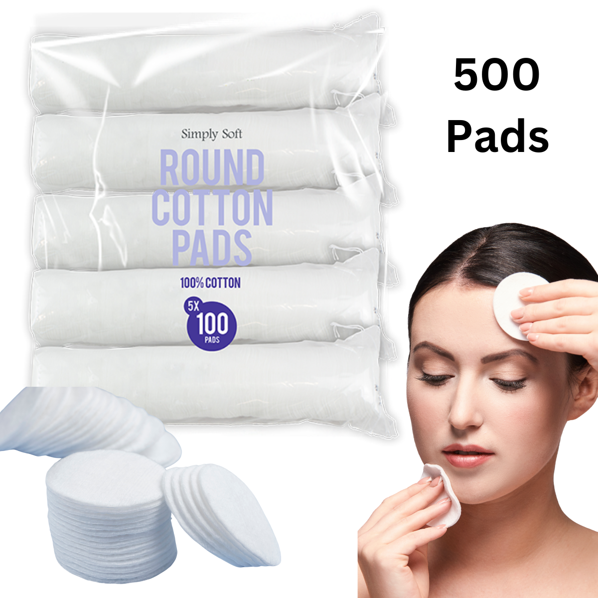500 x 100% COTTON WOOLD PADS ROUND DISCS MAKE UP SOFT ABSORBENT ANTI ...