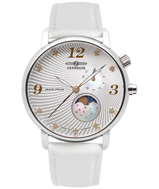 ZEPPELIN LUNA Ladies watch Swiss Quartz Swarovski Moon Phase Silver ...