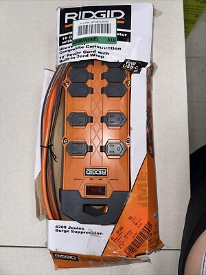 RIDGID 10 Ft. Cord 10-Outlet, 2.4 Amp USB-a, 15-Watt USB-C, 4200J Surge ...