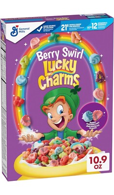 🟢 New General Mills Lucky Charms Berry Swirl Fruit Marshmallow Cereal ...